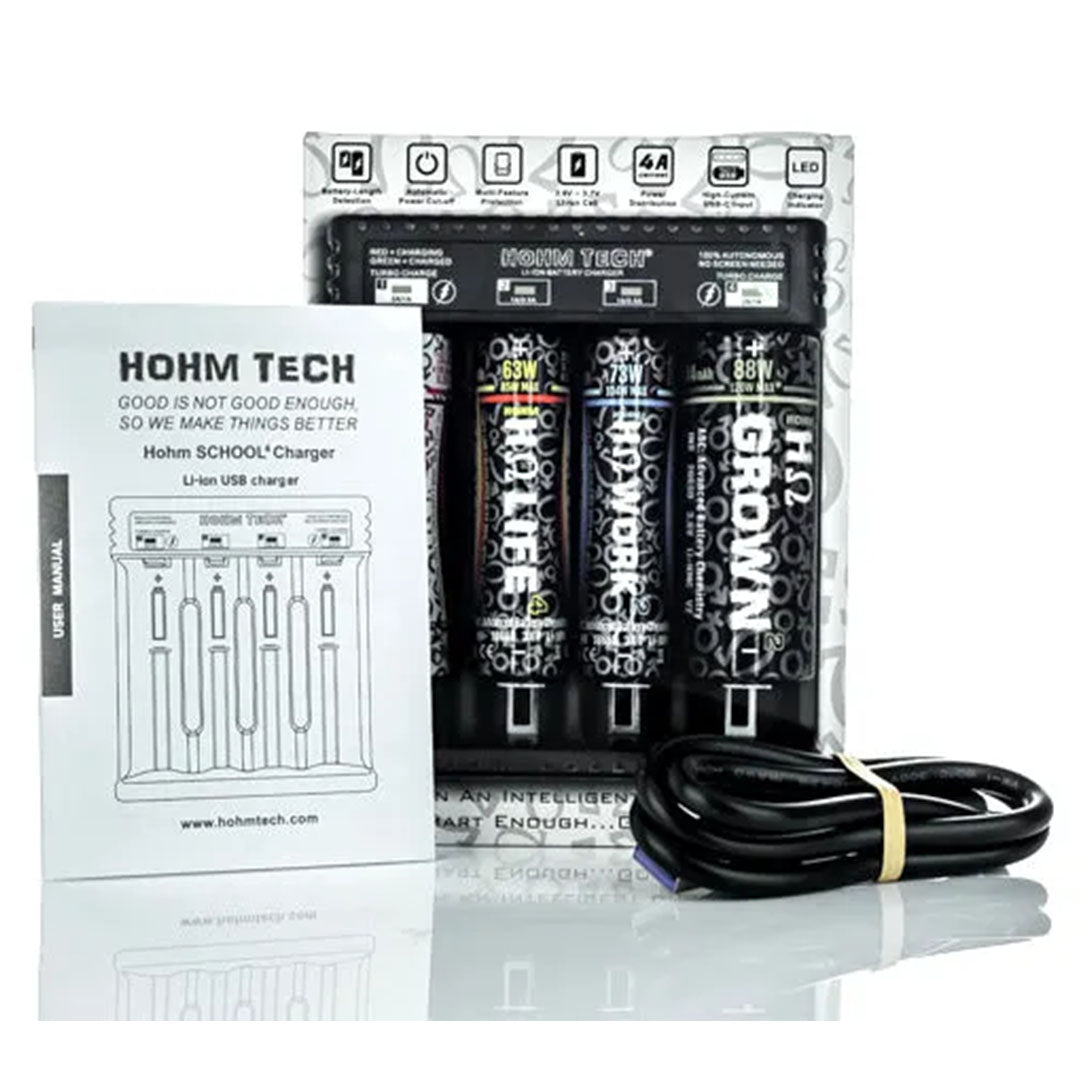 Hohm Tech School Battery Charger - 4 Bay (USB-C) – Vapin Loud